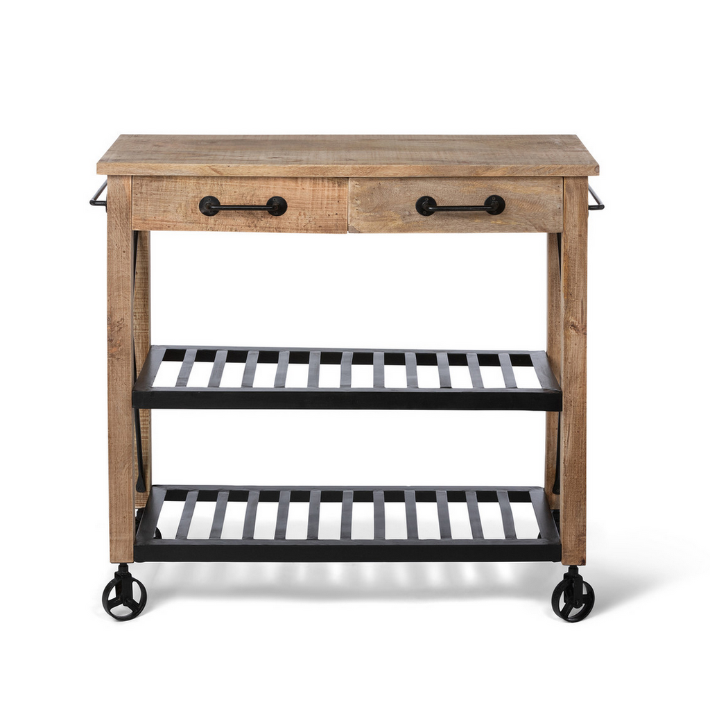 Rustic Mango Wood Potting Cart with Iron Wheels – dolly mama boutique