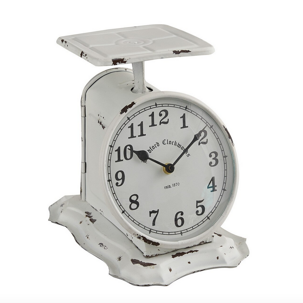 Vintage Scale Clock - White – dolly mama boutique
