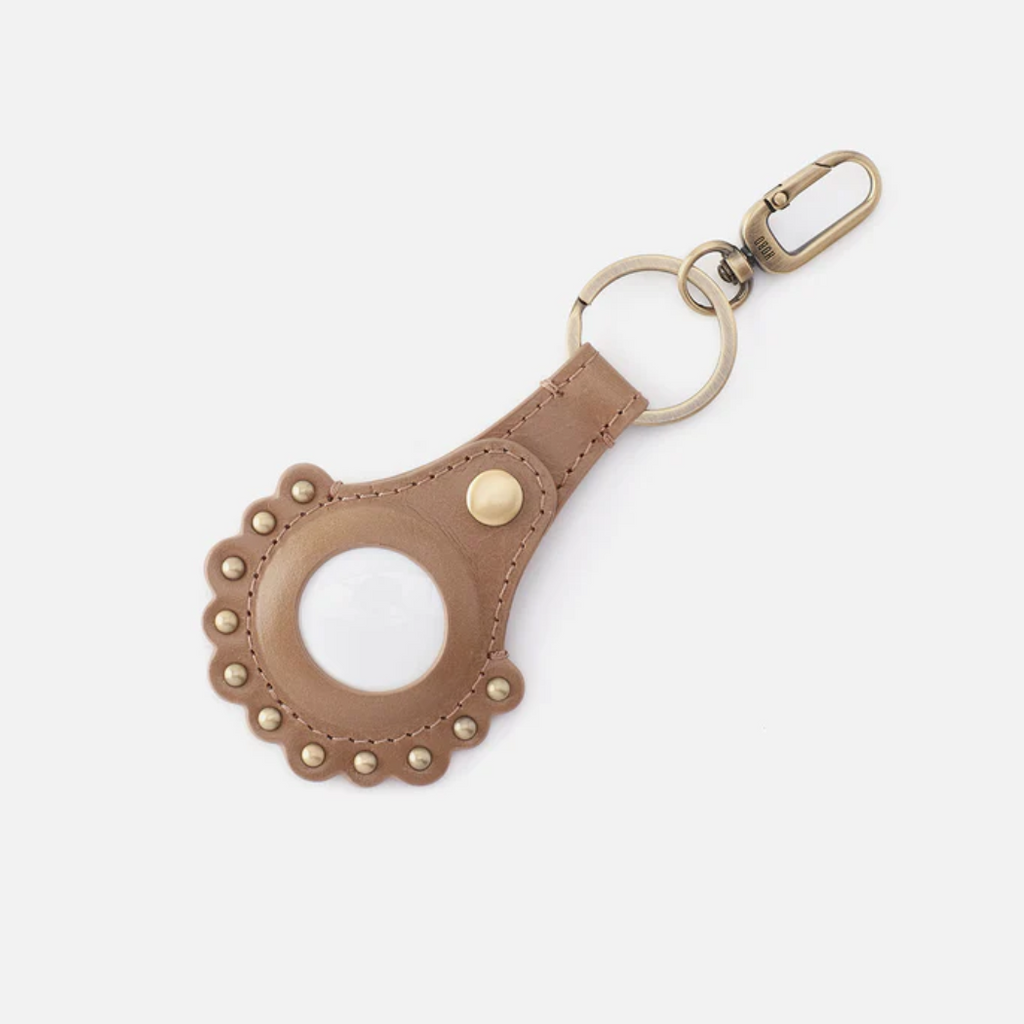 Leather Scalloped AirTag Keychain with Brass Details – dolly mama boutique