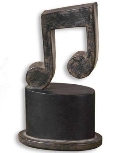 Black & Tan Hand-Forged Metal Music Note Statue – dolly mama boutique