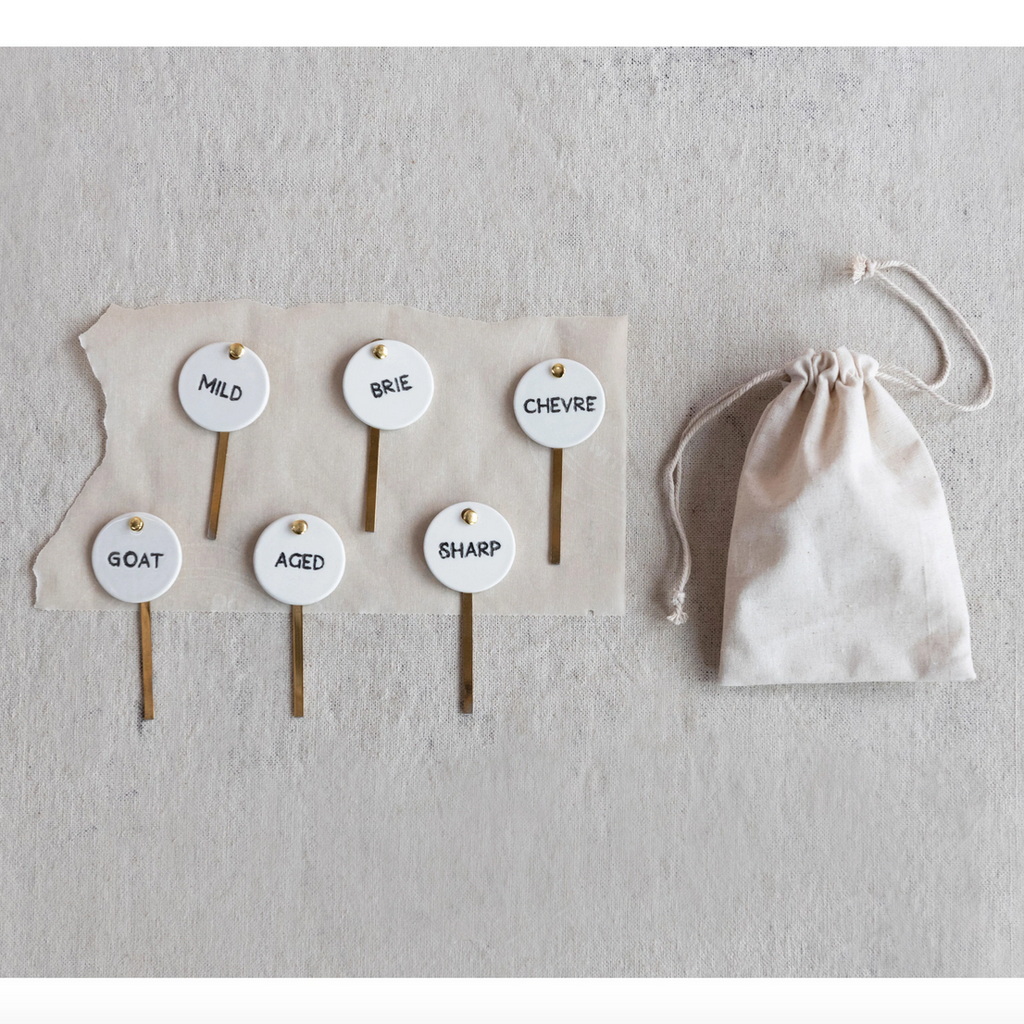 Stainless Steel Cheese Markers Set with Stoneware Discs – dolly mama ...