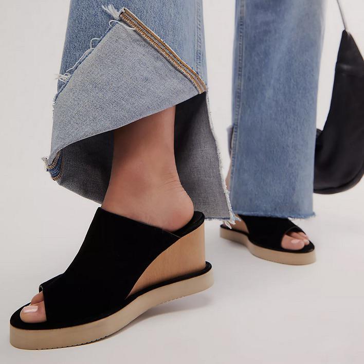 Stylish Suede Wedges with Wooden Heel for Comfort – dolly mama boutique