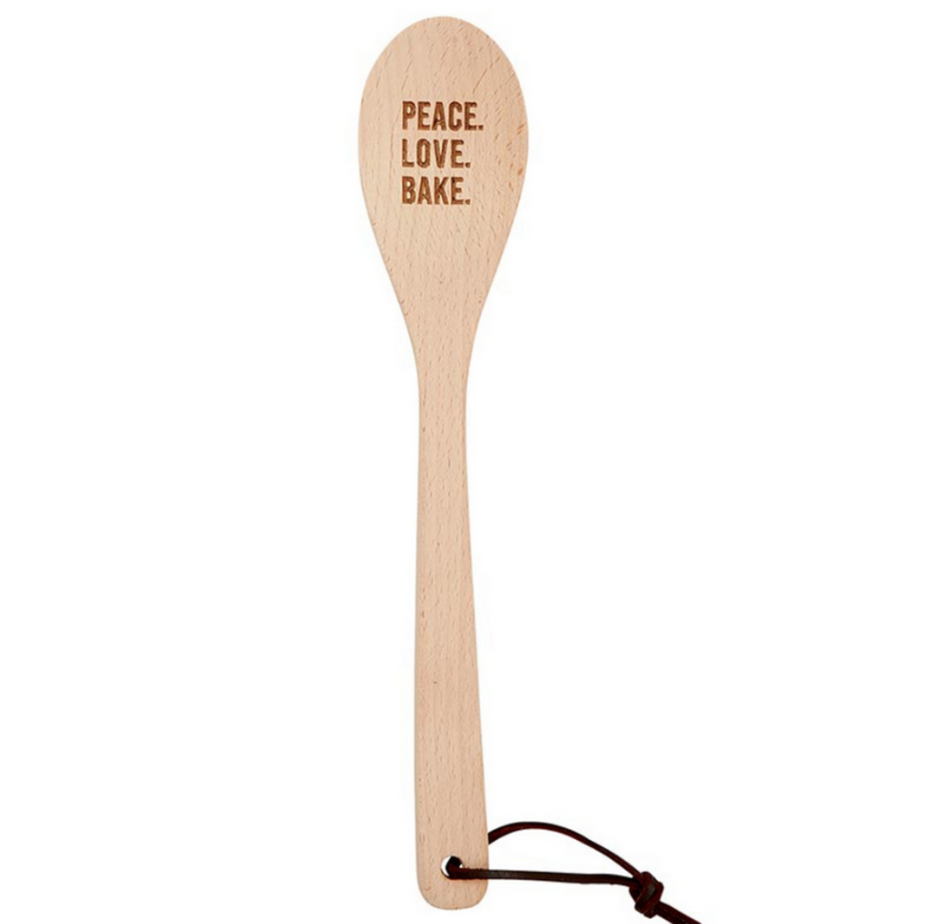 Beech Wood Cooking Spoon - Peace, Love, Bake Gift – dolly mama boutique